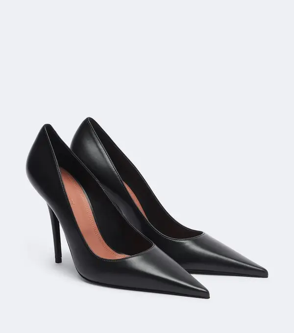 Amina Muaddi Barbara Leather Pumps - Black