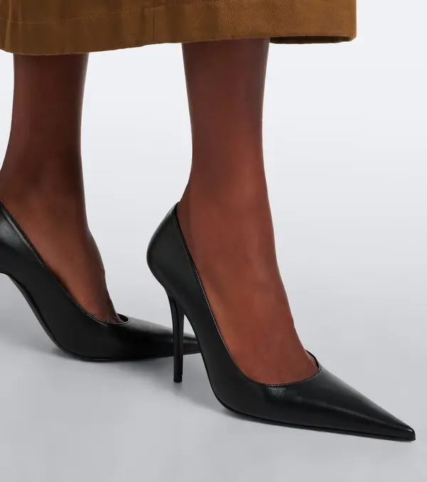 Amina Muaddi Barbara Leather Pumps - Black