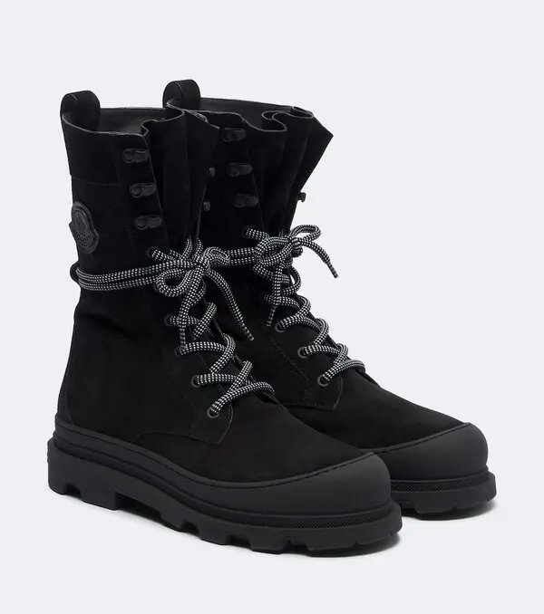 Moncler Vera Suede Lace-up Boots - Black