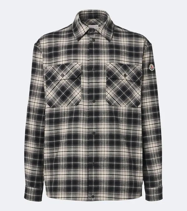 Moncler Checked Cotton Flannel Zip-up Shirt