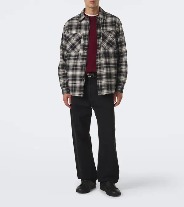 Moncler Checked Cotton Flannel Zip-up Shirt