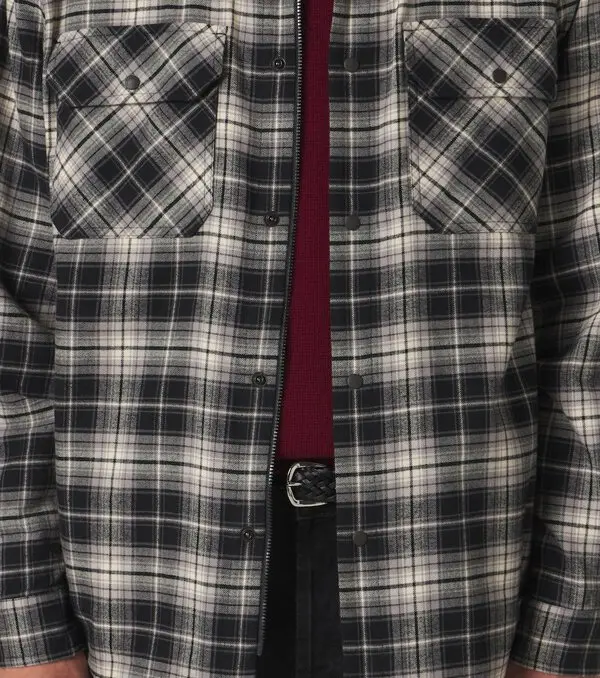 Moncler Checked Cotton Flannel Zip-up Shirt