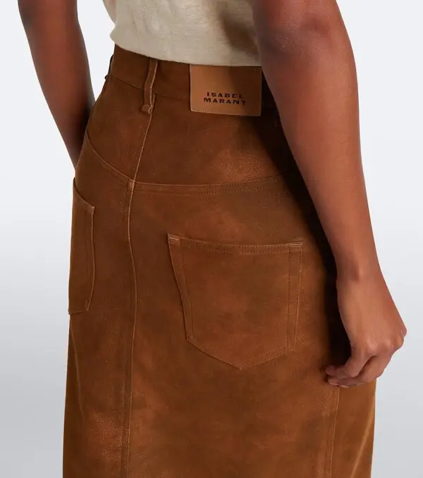 MARANT ETOILE Bisane Midi Skirt - Brown