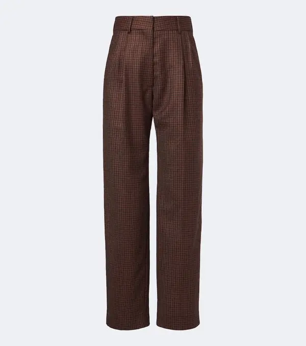 BLAZÉ MILANO Fox Checked Virgin Wool Straight Pants