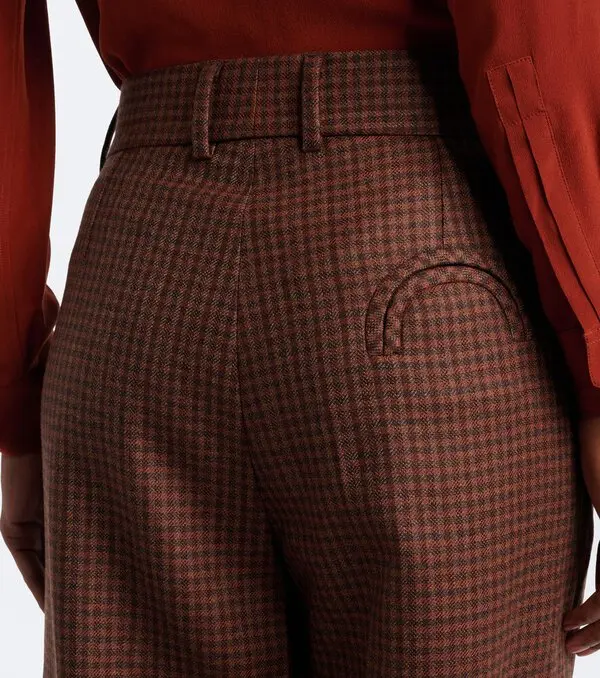 BLAZÉ MILANO Fox Checked Virgin Wool Straight Pants