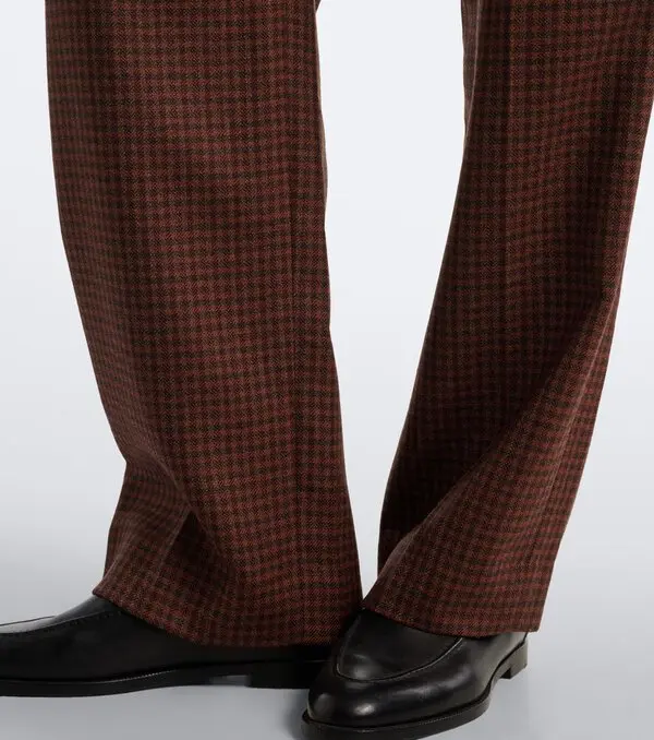 BLAZÉ MILANO Fox Checked Virgin Wool Straight Pants