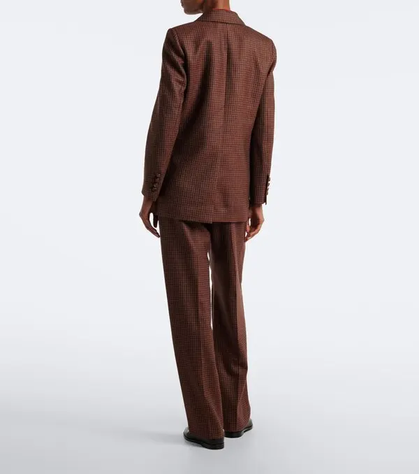 BLAZÉ MILANO Fox Checked Virgin Wool Straight Pants