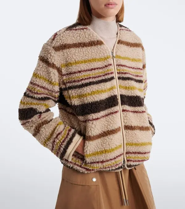 Moncler Striped Wool-blend Teddy Jacket