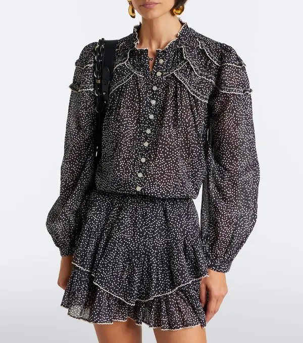 MARANT ETOILE Christa Polka-dot Cotton Blouse