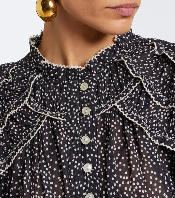 MARANT ETOILE Christa Polka-dot Cotton Blouse