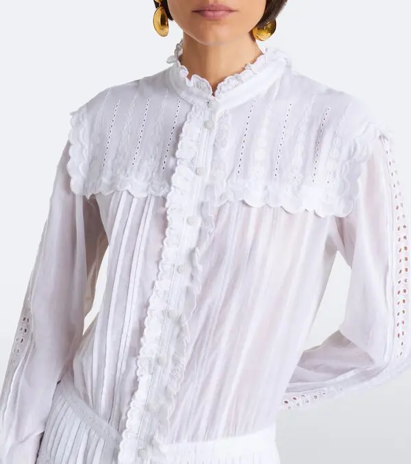 MARANT ETOILE Lonie Embroidered Ruffled Cotton Maxi Dress