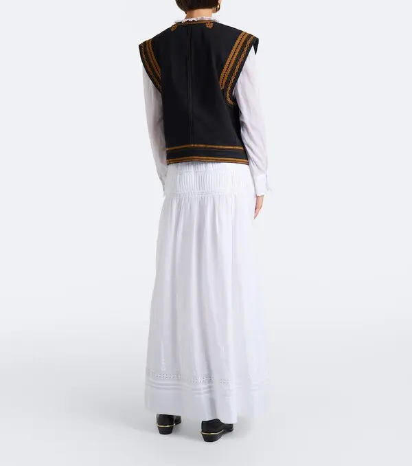 MARANT ETOILE Lonie Embroidered Ruffled Cotton Maxi Dress