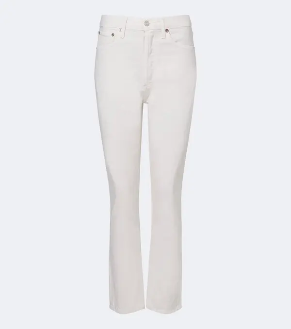 AGOLDE Riley Cropped Straight Jeans - White