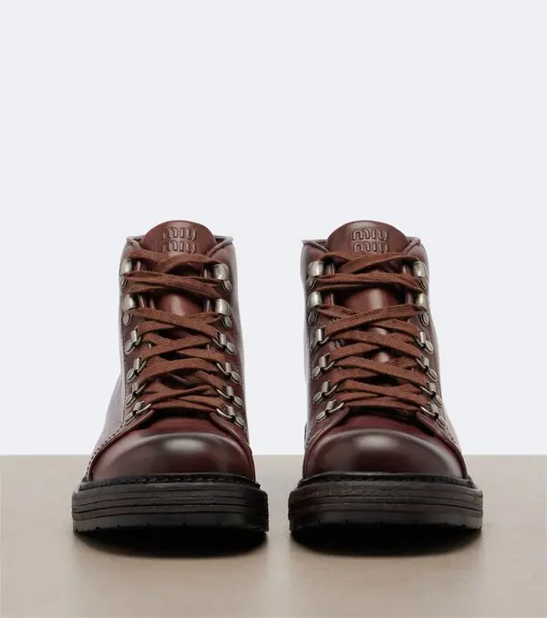Miu Miu Leather Lace-up Boots