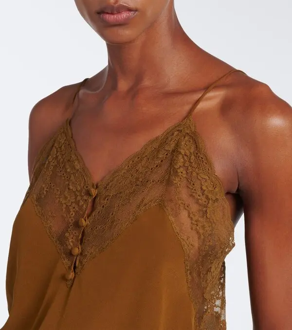 Saint Laurent Lace-trimmed Silk Camisole
