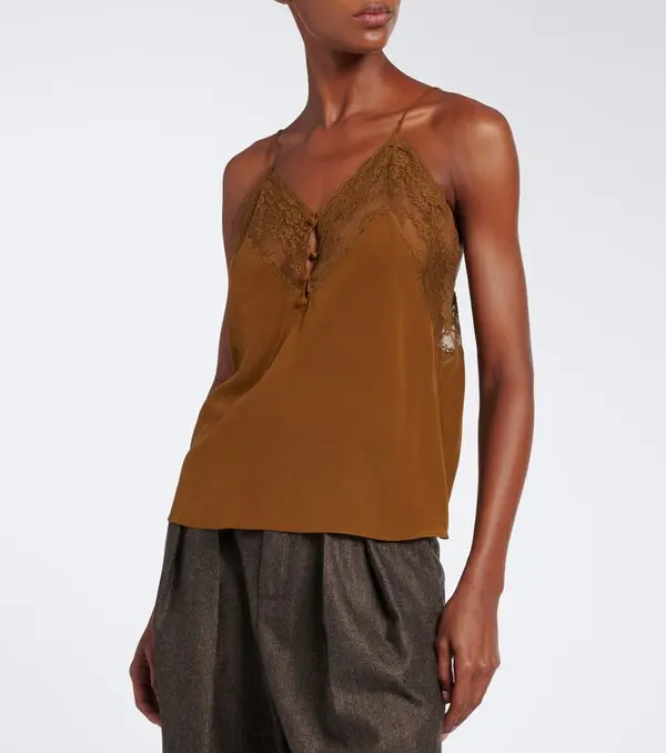 Saint Laurent Lace-trimmed Silk Camisole