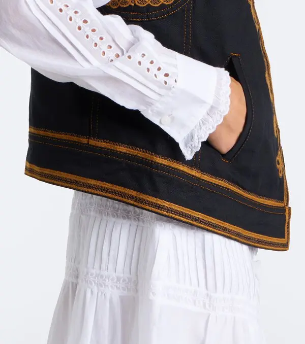 MARANT ETOILE Edmee Embroidered Denim Vest