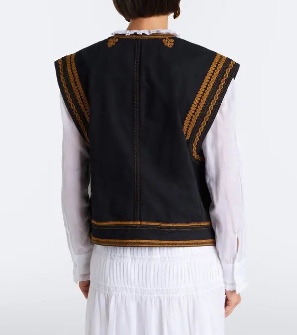 MARANT ETOILE Edmee Embroidered Denim Vest