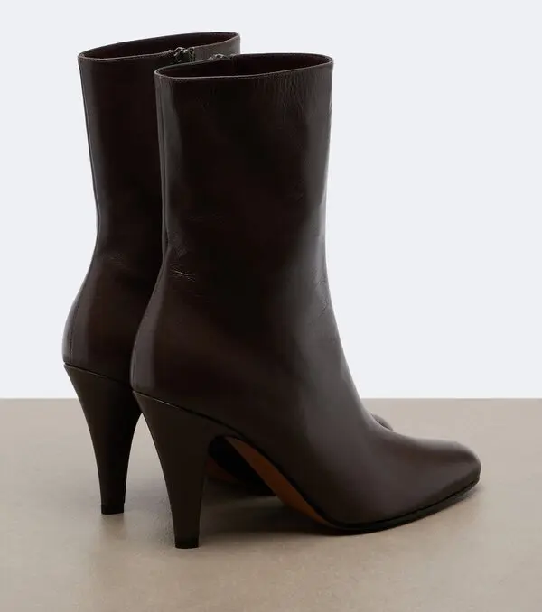 THE ROW Ornella Leather Ankle Boots