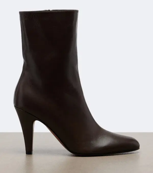 THE ROW Ornella Leather Ankle Boots