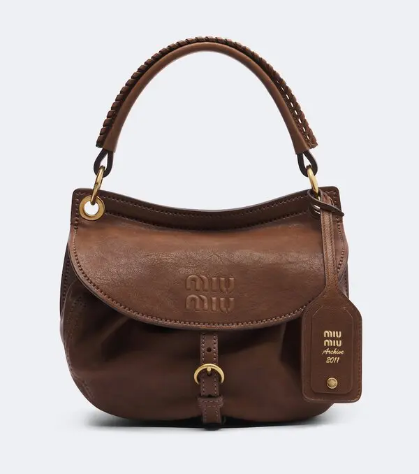 Miu Miu Rendez-vous Leather Shoulder Bag - Brown