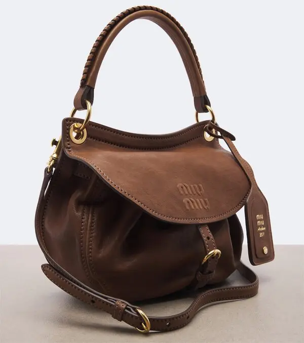 Miu Miu Rendez-vous Leather Shoulder Bag - Brown
