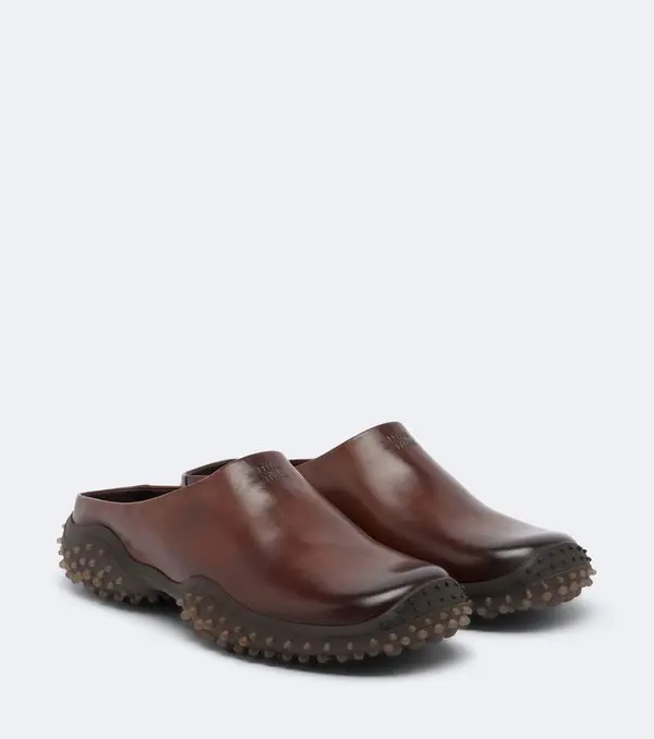 Miu Miu Leather Mules - Brown