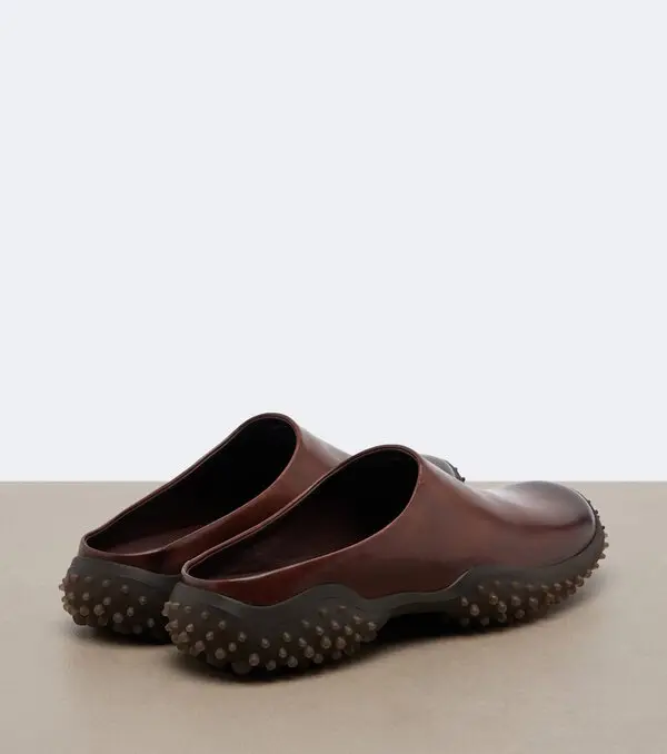 Miu Miu Leather Mules - Brown
