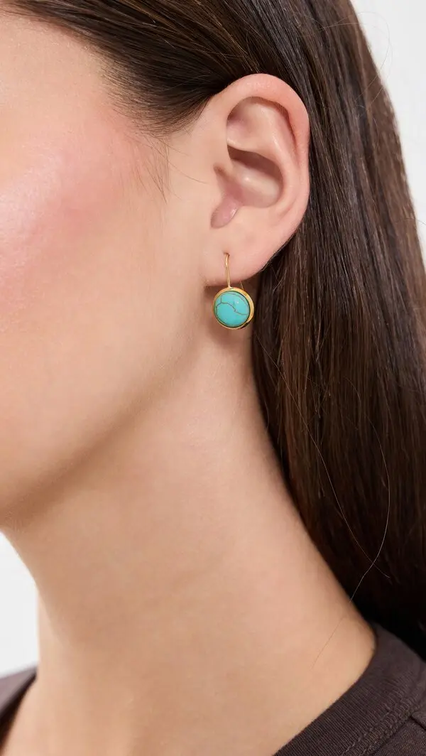Shashi French Hook Turquoise Bezel Drop Earrings