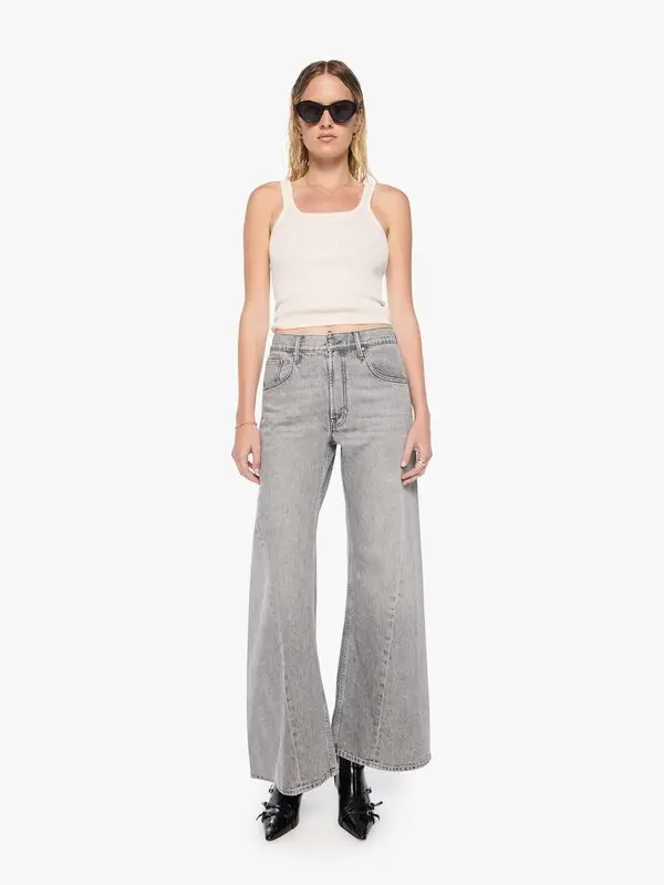 MOTHER Wide-leg Jeans With Whiskering - Grey