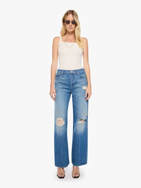 MOTHER The Rerun Zip Sneak Jeans - Blue
