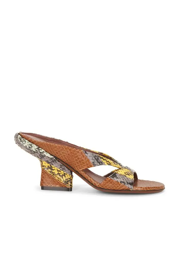 Dries Van Noten Rounded Toe Slide Mule In Yellow