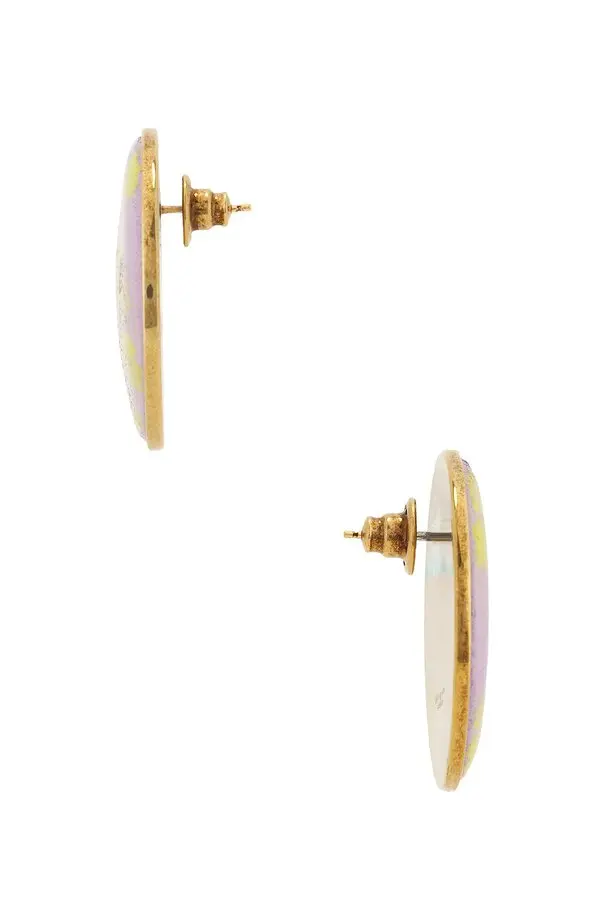 Dries Van Noten Handmade Artisanal Glass Disc Earrings In Yellow