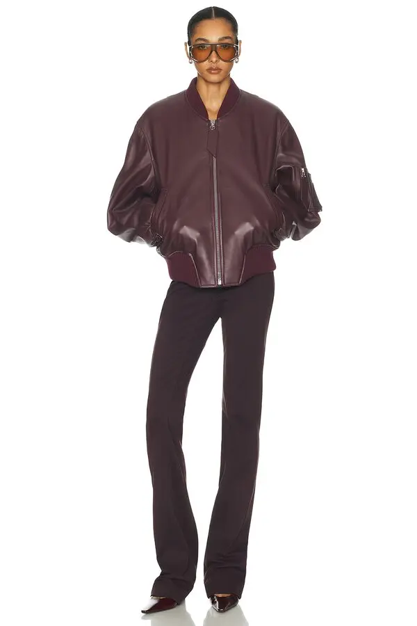 Attico Leather Bomber Jacket