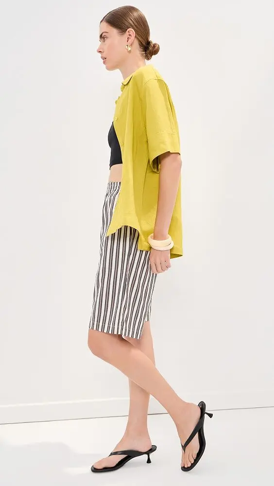 LE BOP Frances Bermuda Shorts - White/grey Stripe