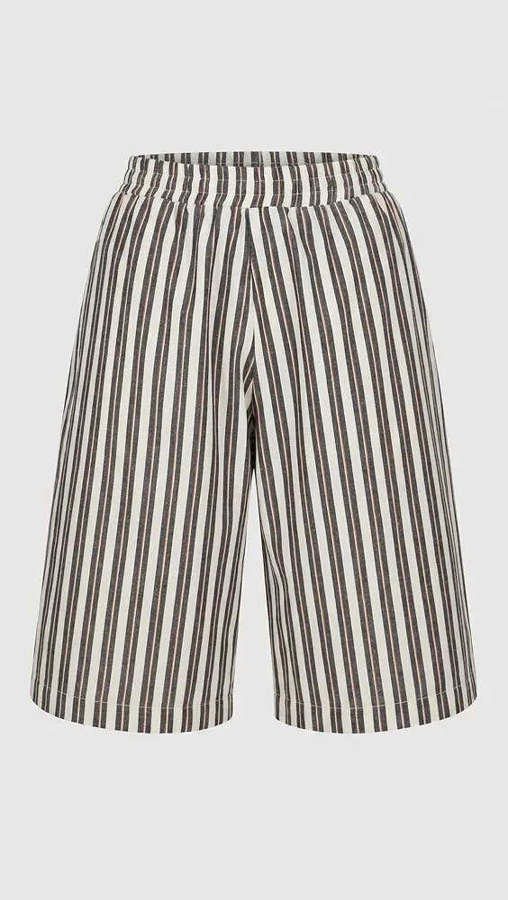LE BOP Frances Bermuda Shorts - White/grey Stripe