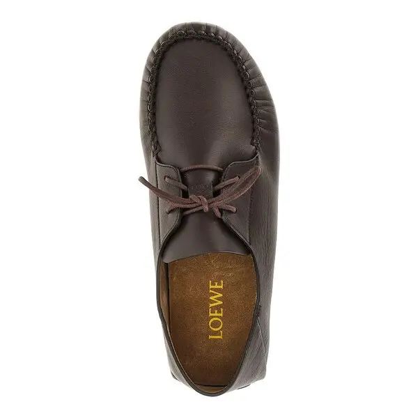 Loewe Rambla Leather Boat Shoes - Brown