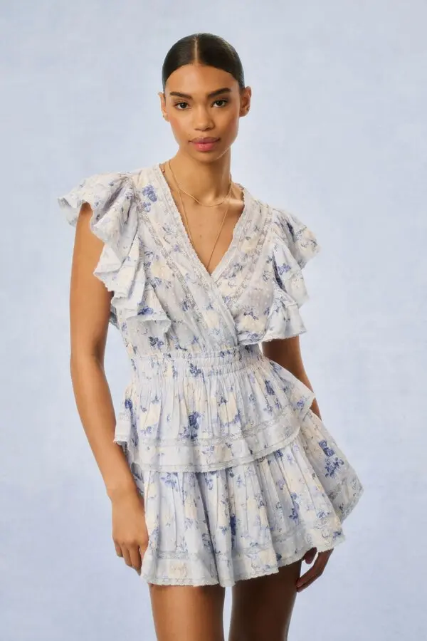 LoveShackFancy Gwen Heirloom Print Cotton Mini Dress