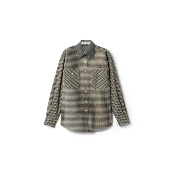 Miu Miu Checked Flannel Shirt With Logo Patch