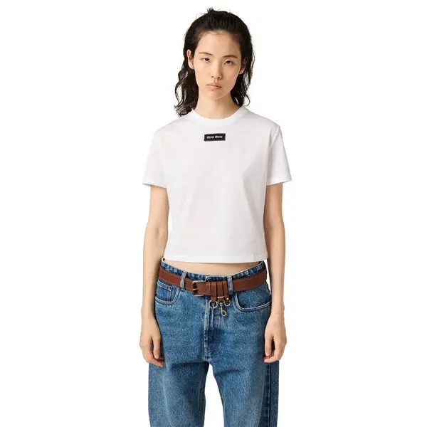 Miu Miu Jersey T-shirt With Embroidered Logo