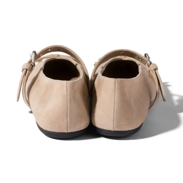 Miu Miu Suede Ballerinas With Buckle Strap - Desert Beige