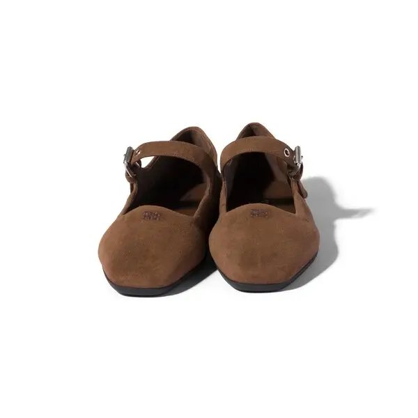 Miu Miu Suede Ballerinas With Buckle Detail - Cocoa Brown