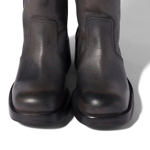 Miu Miu Embroidered Leather Boots - Anthracite Gray