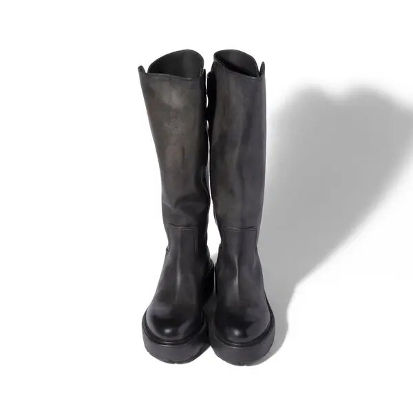 Miu Miu Knee High Leather Boots With Buckle Detail