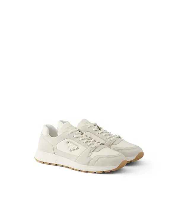Prada Suede And Re-nylon Lace-up Sneakers