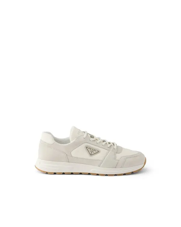 Prada Suede And Re-nylon Lace-up Sneakers