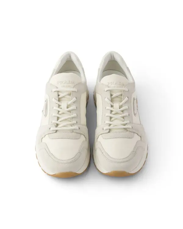 Prada Suede And Re-nylon Lace-up Sneakers