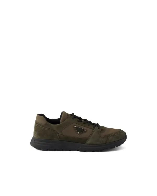 Prada Suede And Re-nylon Lace-up Sneakers