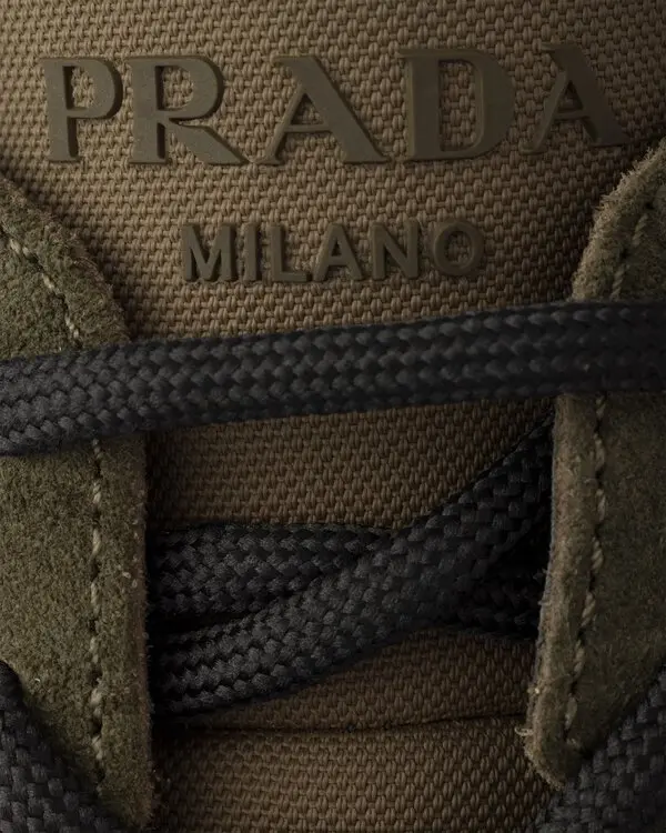 Prada Suede And Re-nylon Lace-up Sneakers