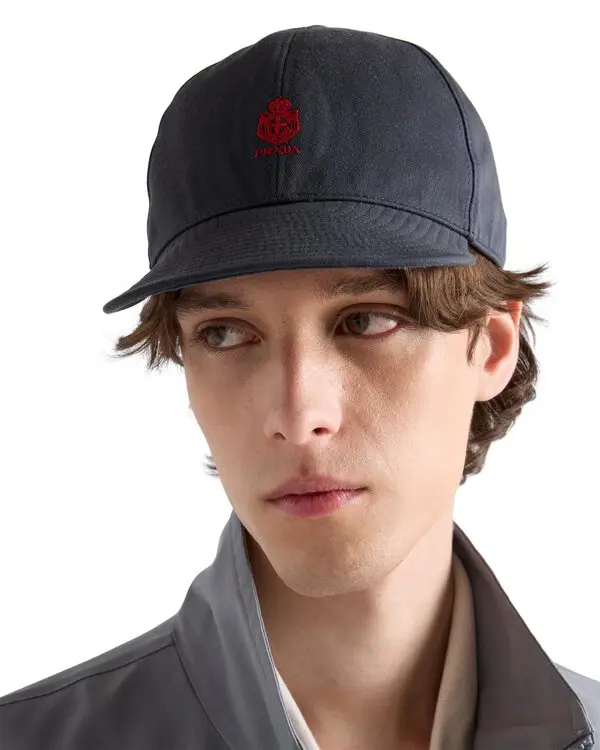 Prada Gabardine Baseball Cap With Embroidered Logo
